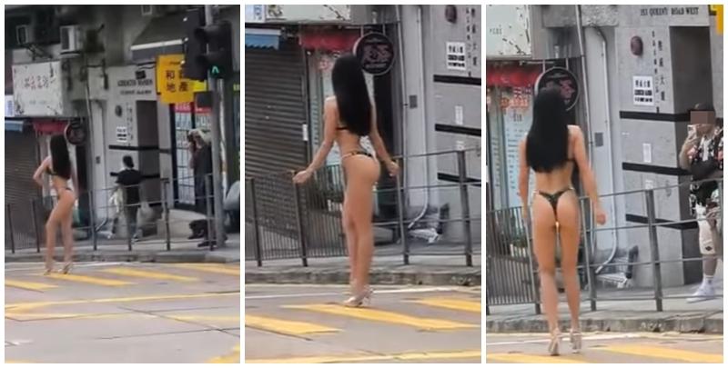 網上熱話｜三點式長髮女西邊街馬路擺pose拍照 網民：好健美小姐形態(有片) | am730