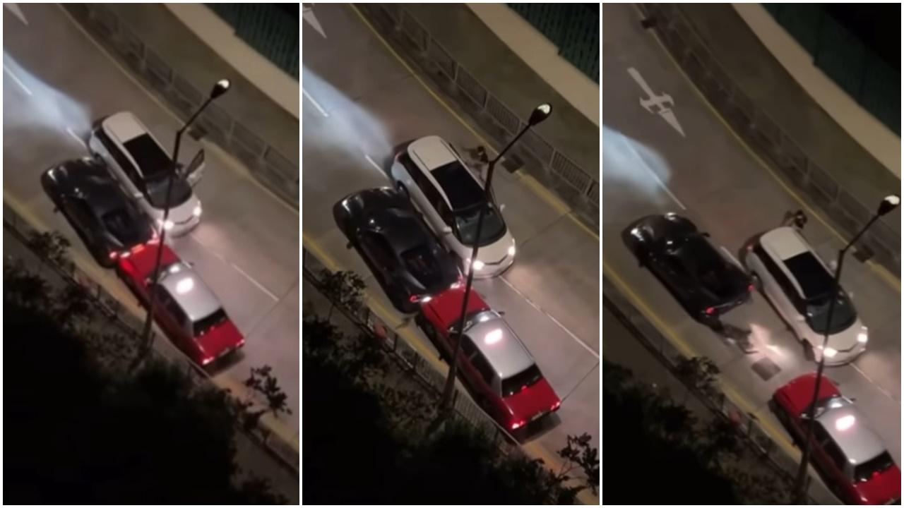車Cam直擊｜何文田法拉利遭截停扑車 司機倒車撞的士拖住半甩泵把逃命 (有片) | am730